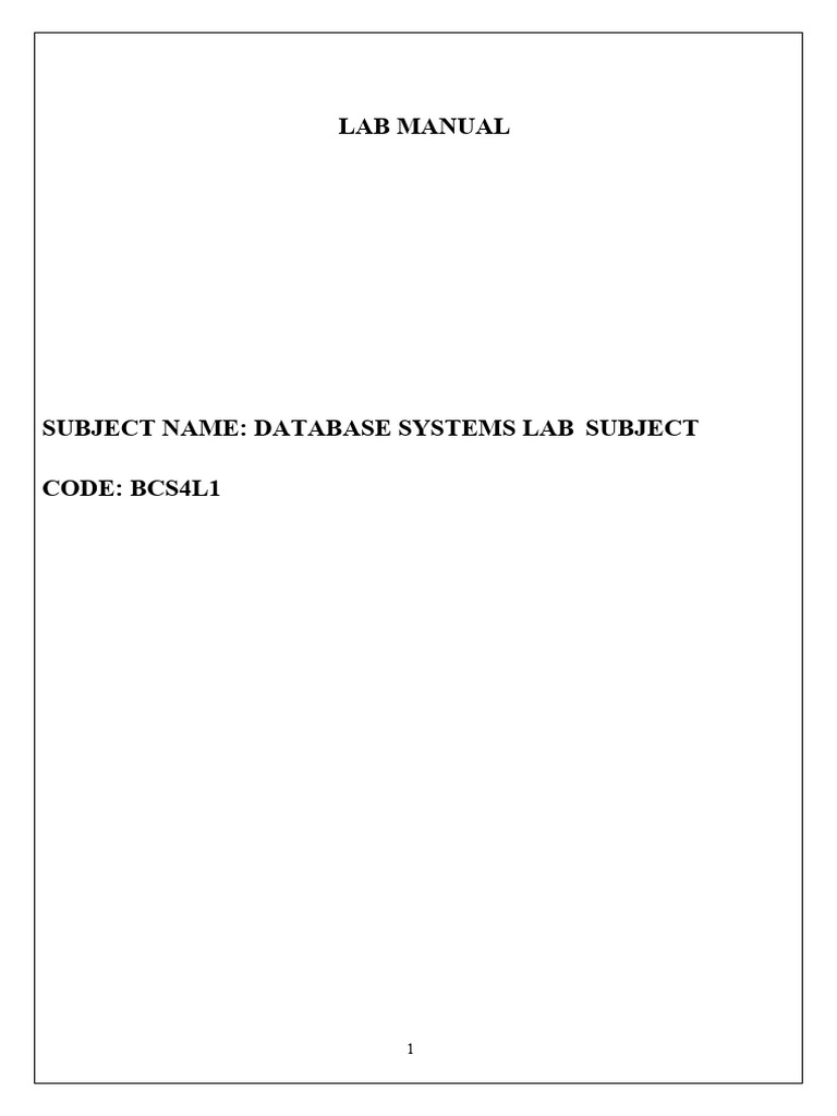 BCS4L1-Database Management Lab | PDF | Information Technology | Computer Science
