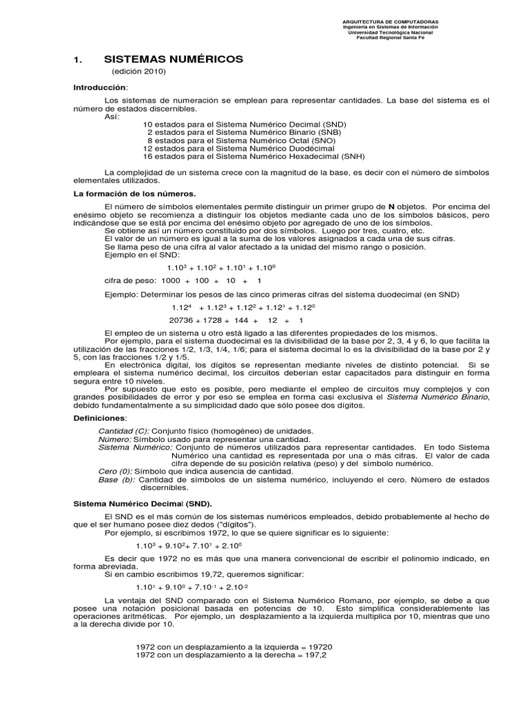 Sistemas Numéricos y sus Ejemplos | PDF | Decimal codificado en binario ...