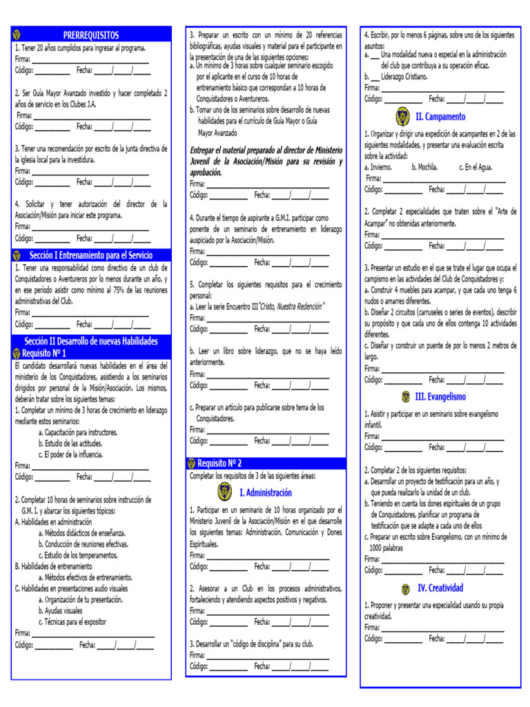 Guia Mayor Instructor | PDF