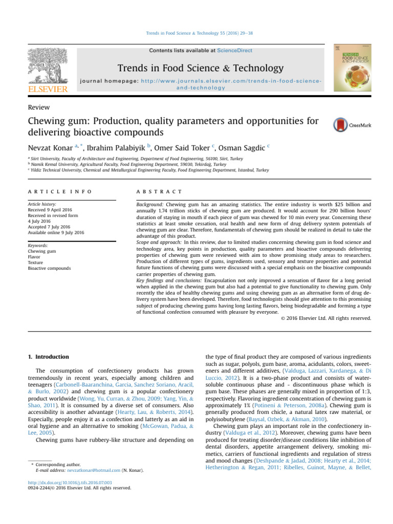 Chewing Gum Production Quality Delivery Bioactive Compounds | PDF ...