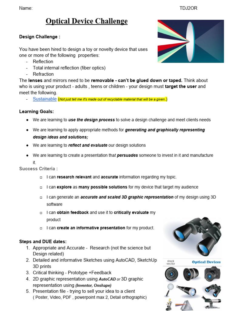 Optical Device Assignment - 2023.2 | PDF | Art