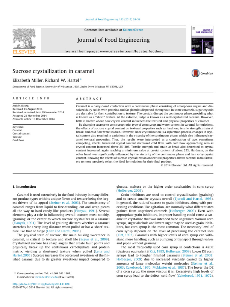 Sucrose Crystallization Effects in Caramel | PDF | Analysis Of Variance ...