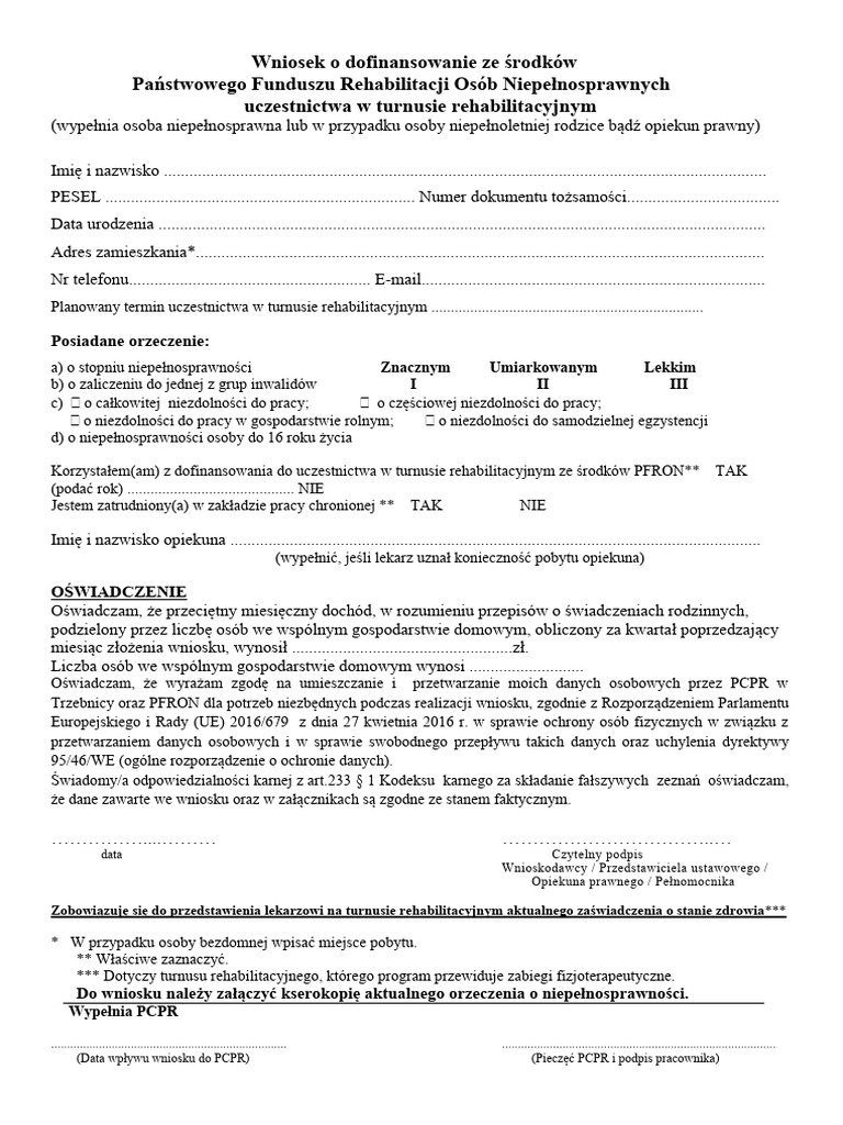 formularz-wniosku-w-sprawie-dofinansowania-turnusow-rehabilitacyjnych ...