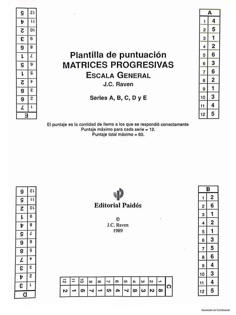 Plantilla de Puntuacion Raven | PDF Plantilla de Puntuacion Raven | PDF