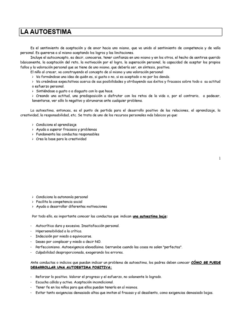 La Autoestima | PDF | Autoestima | Conceptos psicologicos