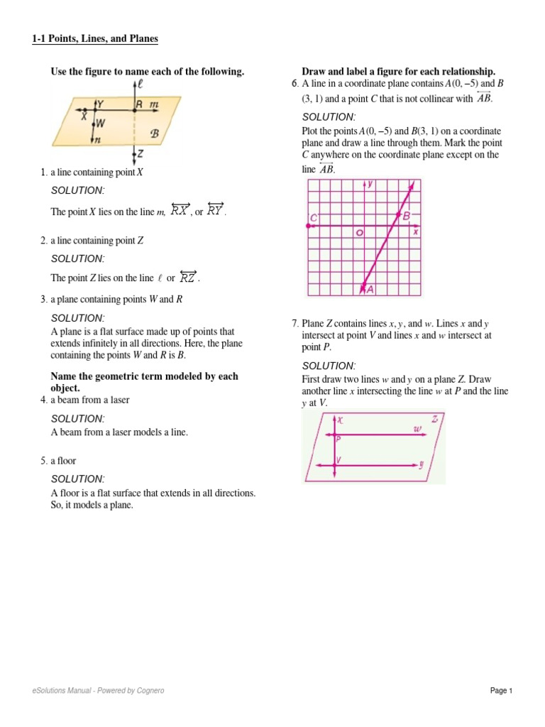 1-1 Points Lines and Planes | PDF | Line (Geometry) | Perspective ...