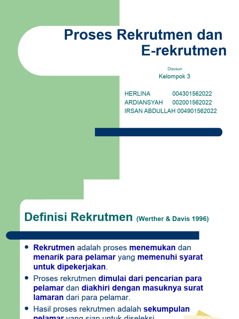 Proses Rekruitmen Dan E-Rekruuitmen | PDF | Karier & Perkembangan