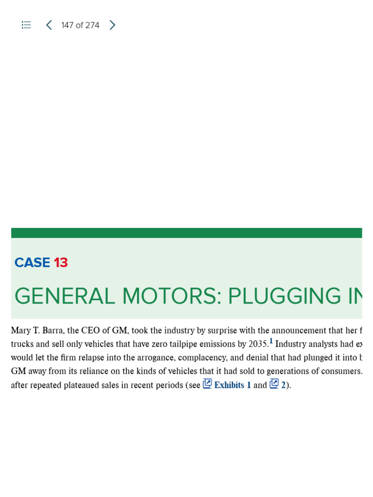 Case 13: General Motors: Plugging In? | PDF