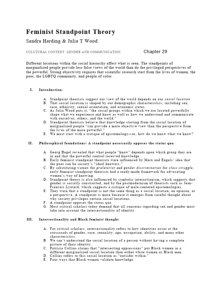 Feminist Standpoint Theory | PDF | Intersectionality | Epistemology