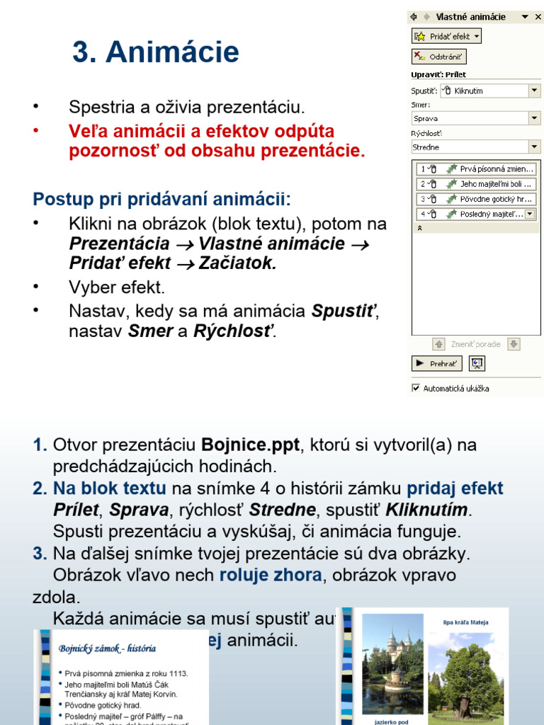 Vytvárame Prezentáciu - Animácie | PDF