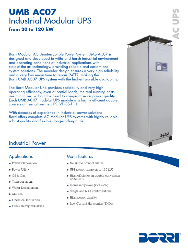 Brochure Borri UMB AC07 OMG60341revA 01 22 | PDF | Alternating Current ...