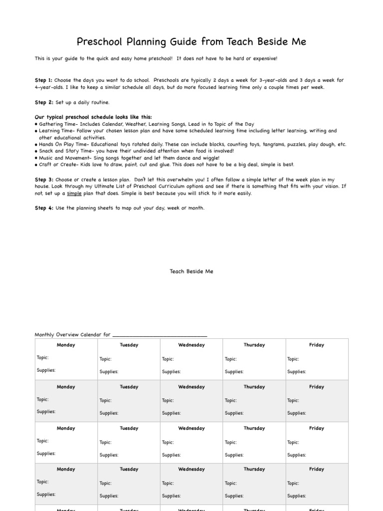 Preschool Planning Guide | PDF | Preschool