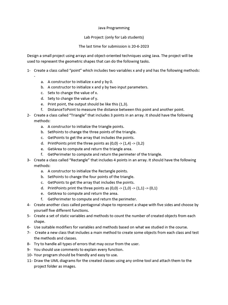 Project Lab Pdf Method Computer Programming Class Computer