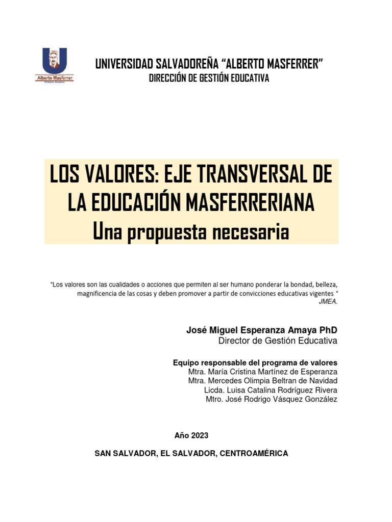 Ejecución Del Programa de Valores Usam 2023. | PDF | Plan de estudios