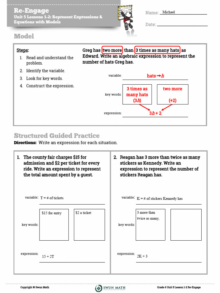 Michael Downey - Lesson 2, Re-Engage | PDF | Mathematics | Algebra