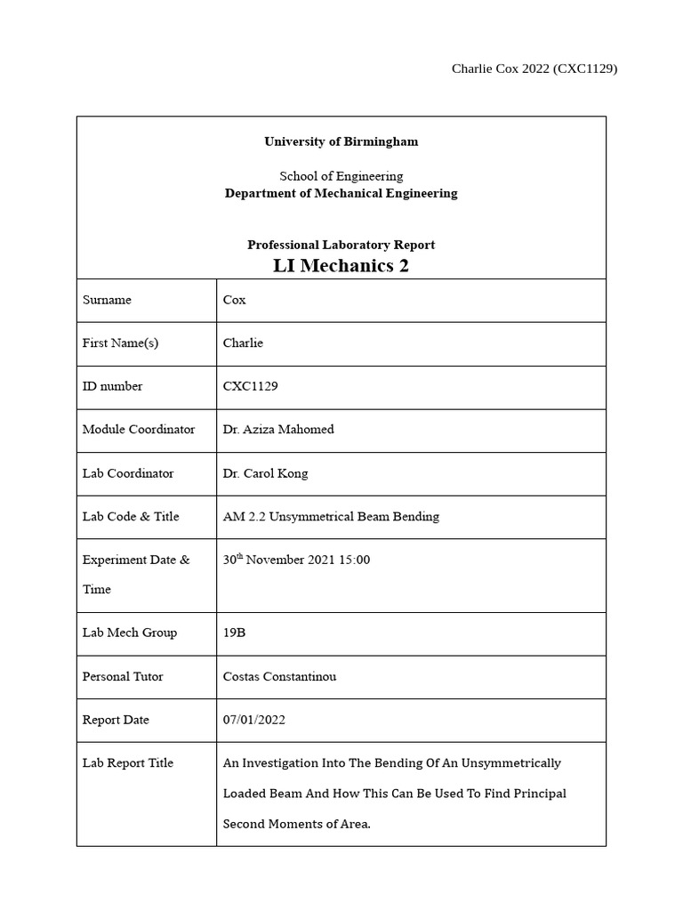 Unsymmetrical Bending | PDF | Beam (Structure) | Bending