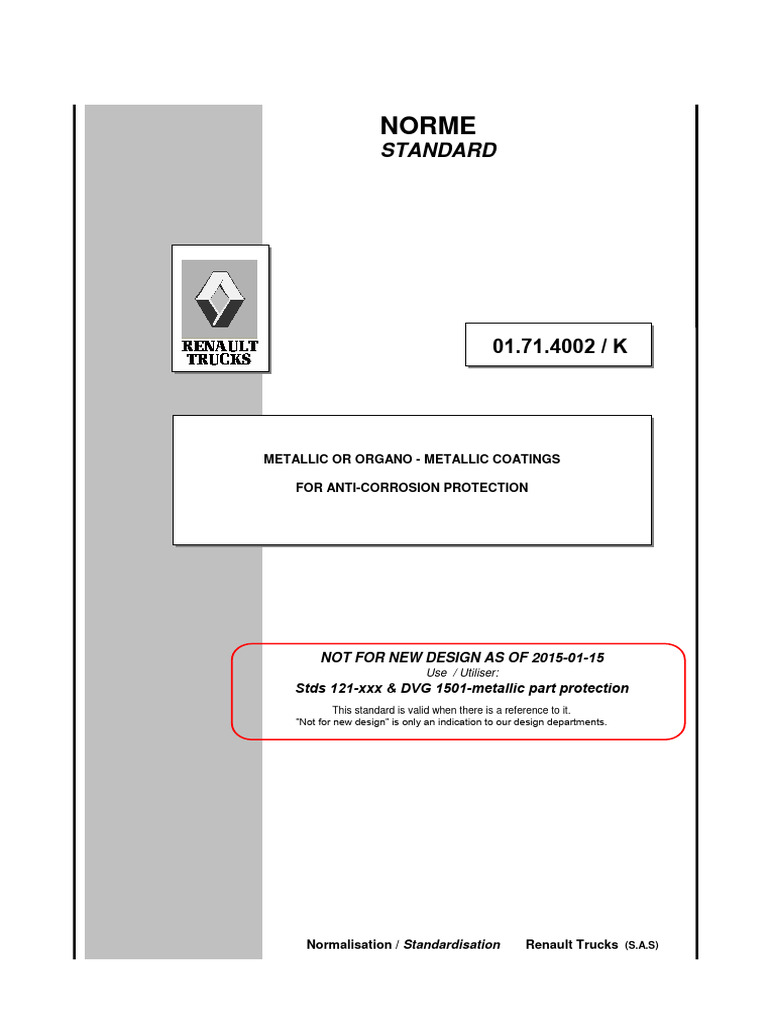 Renault Trucks Anti-Corrosion Standards | PDF | Screw | Chromium