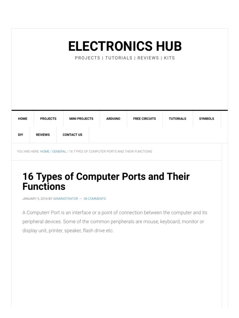 16 Types of Computer Ports and Their Functions | PDF | Usb | Video