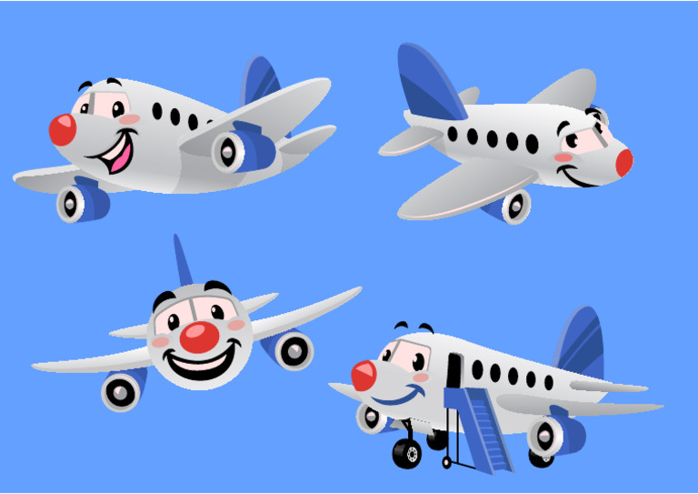 Set of Cartoon Vector of Airplane Character | PDF
