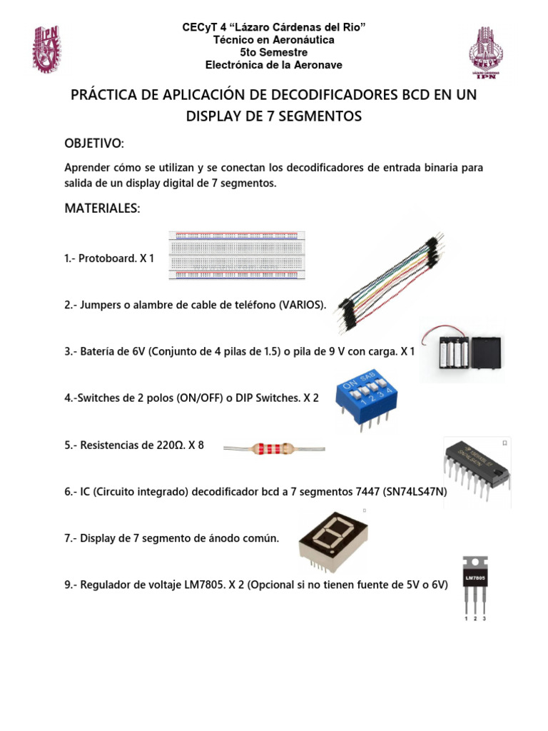 Práctica de Display de 7 Segementos Con Decodificador | PDF | Decimal ...