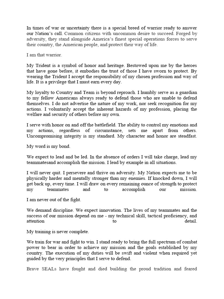 Navy Seals Ethos | PDF | History