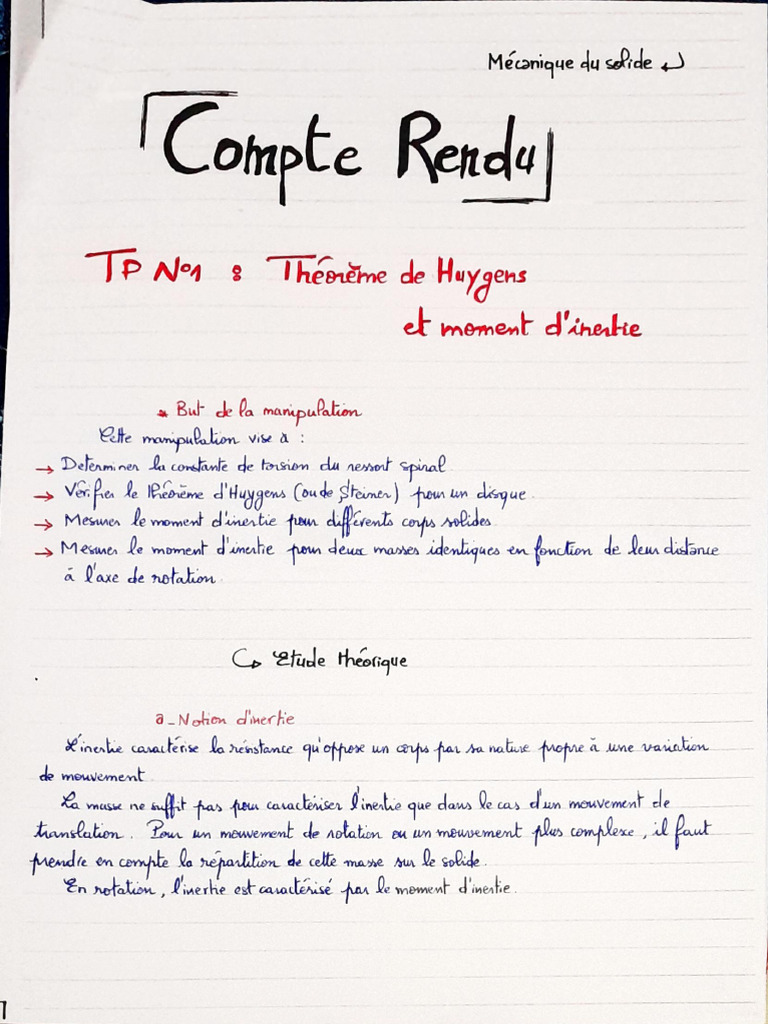 TP Solide Theoreme de Huygens | PDF