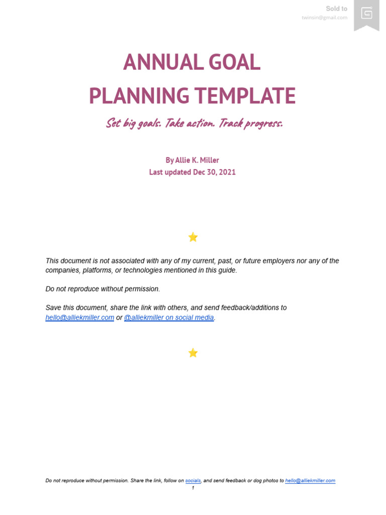 Annual Goal Planning Template | PDF