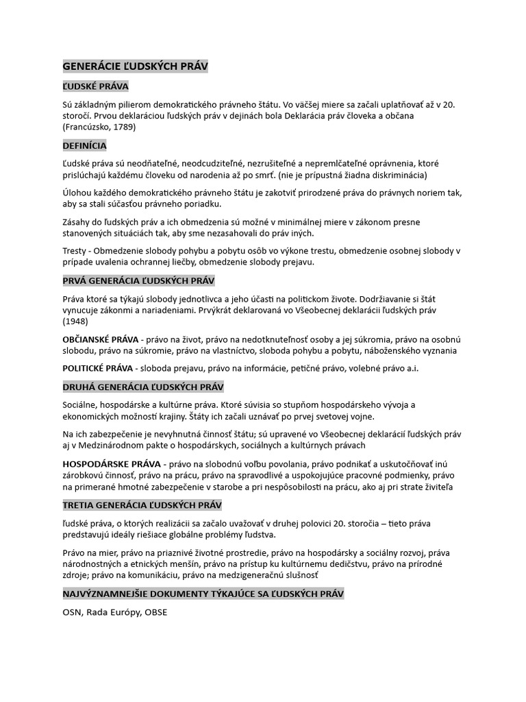 Generácie Ľudských Práv | PDF