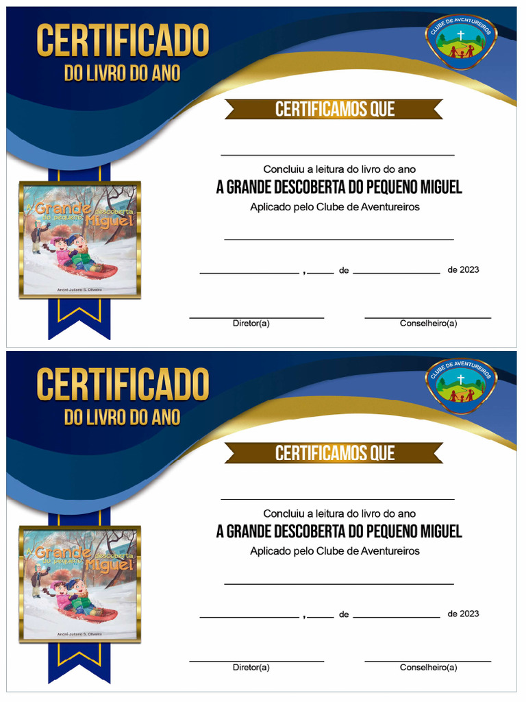 Certificado Livro Do Ano 2023 Avt 2 Na Folha | PDF