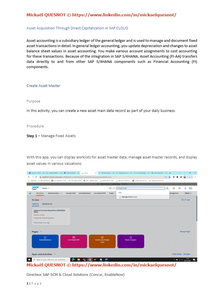 Asset Acquisition Through Direct Capitalization in SAP CLOUD | PDF ...