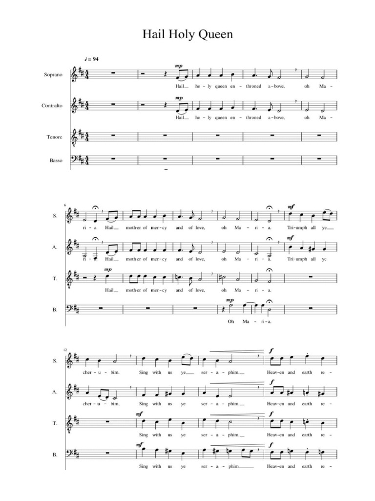 Hail Holy Queen (Coro A 4 Voci) | PDF