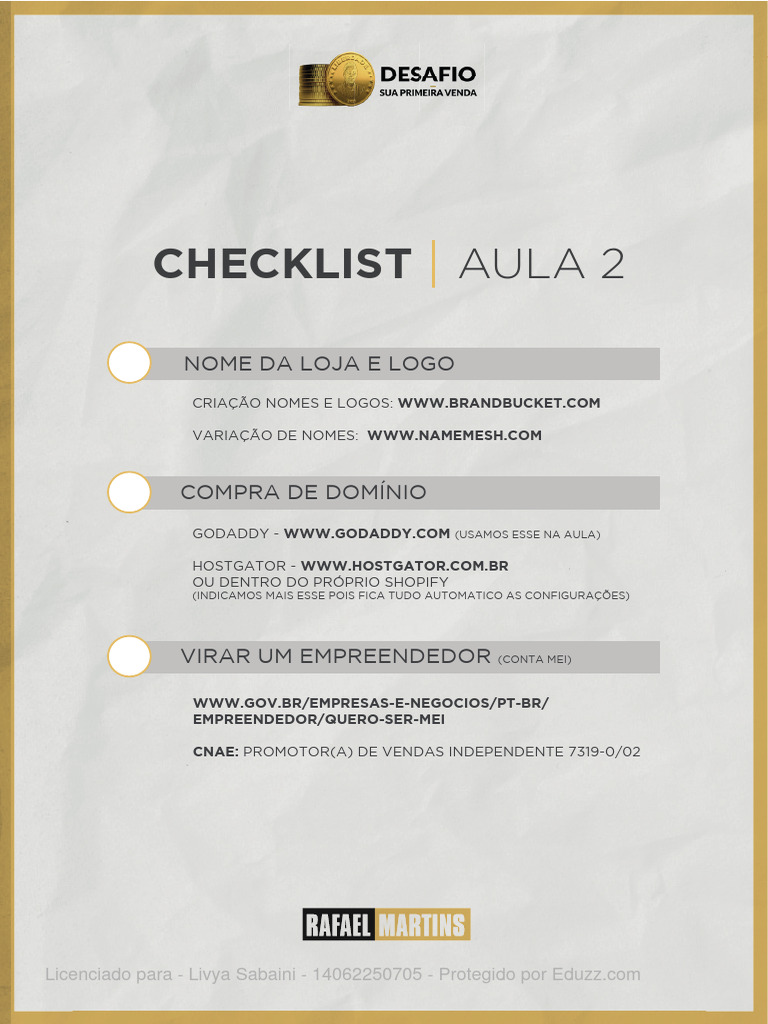 Checklist Aula 2 | PDF