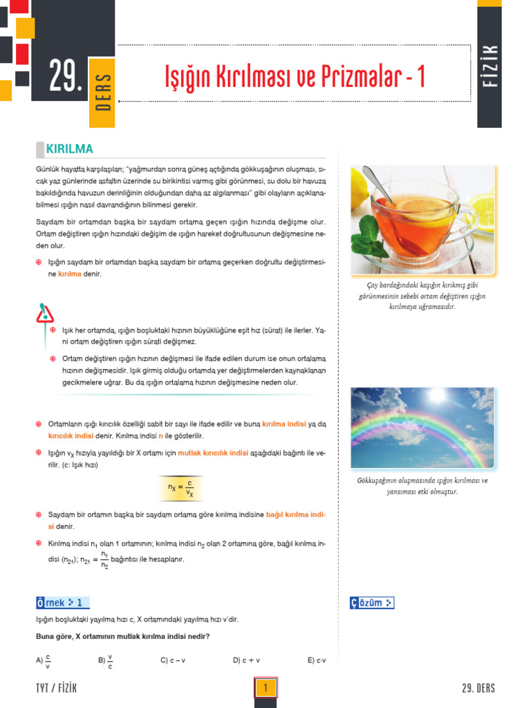 Isigin Kirilmasi Ve Prizmalar 1 Ders 30 | PDF
