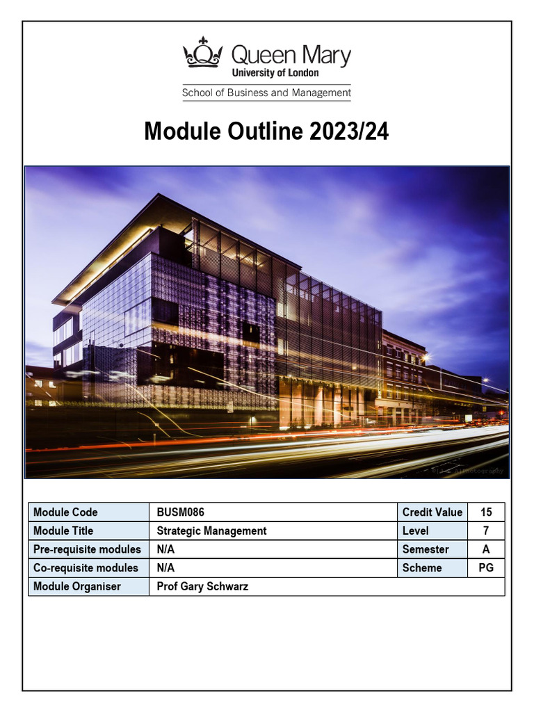 Strategic Management Module 2023/24 | PDF | Strategic Management | Business