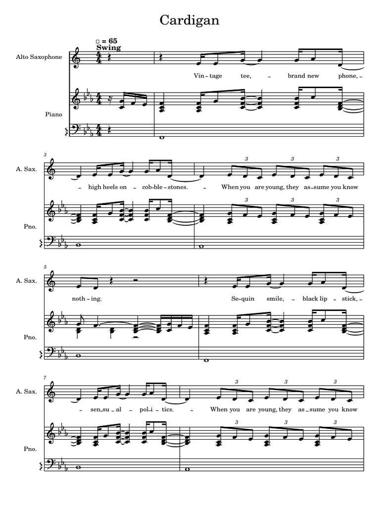 Cardigan | PDF | Saxophone | Woodwind Instruments