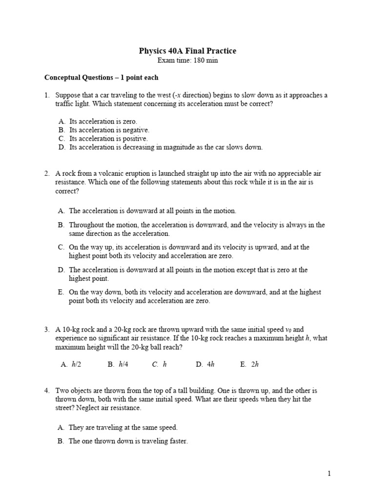 40A Final Practice | PDF | Force | Friction