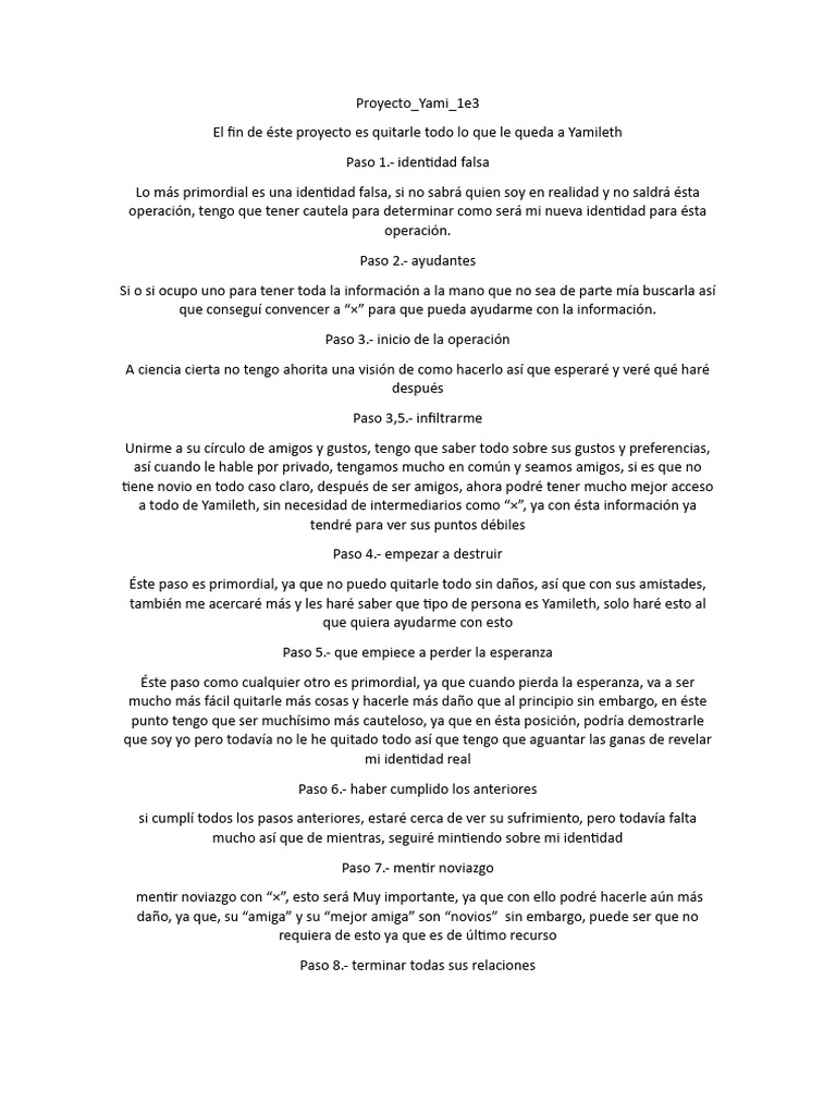 Proyecto Yami 1e3 | PDF | Relaciones personales, crianza y desarrollo personal