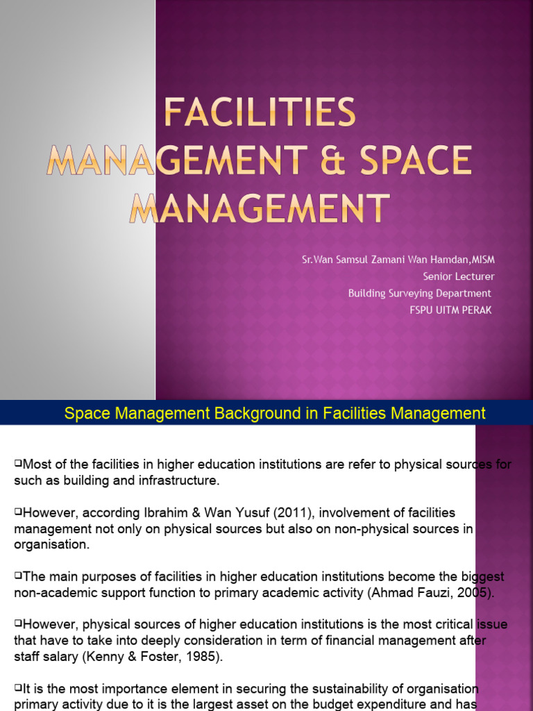 Lecture Note 6 - BSB315 - Facilities Mnagement & Space Management | PDF ...