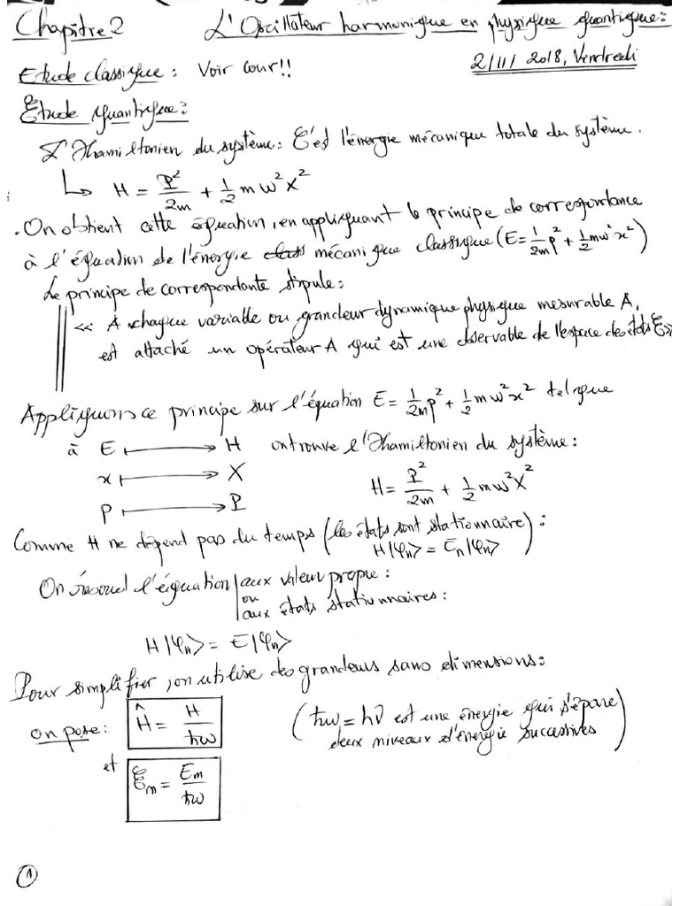 Chap 2 Quantique Oscilateur Harmonique | PDF