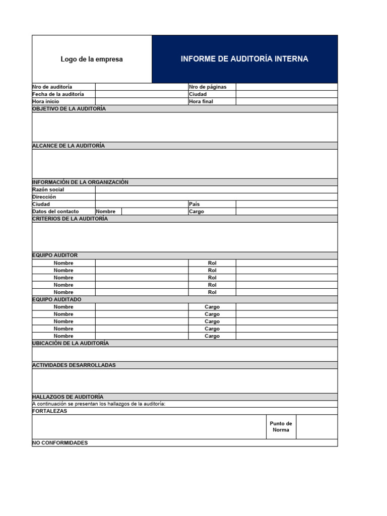 Formato de Informe de Auditoria Con Ejemplo | PDF | Auditoría | Contralor