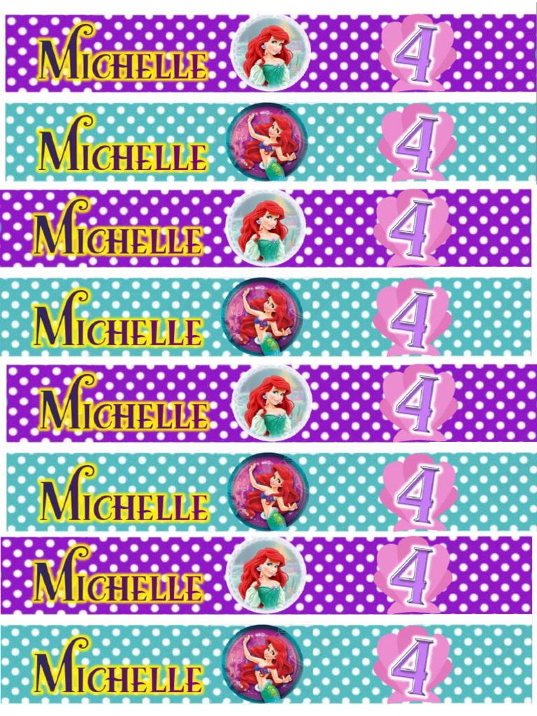 Etiquetas Botellas Fiesta Michelle Sirenita 4 | PDF