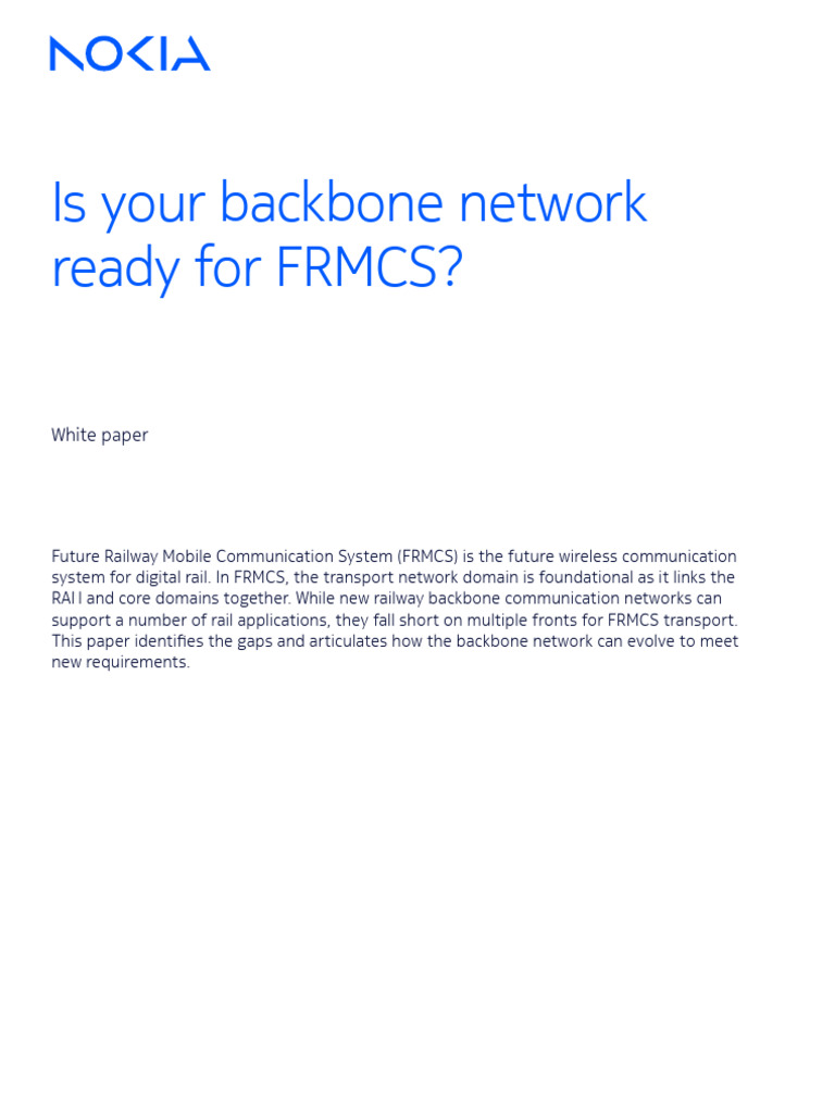 Nokia Is Your Backbone Network Ready For FRMCS? White Paper EN | PDF | Computer Network | Networking