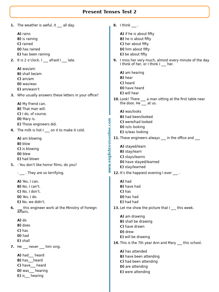 Present Tenses | PDF