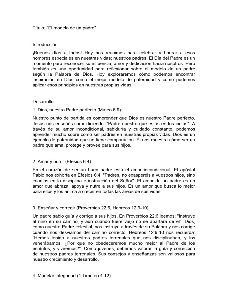 El Modelo de Un Padre (Generaciones) (18-06-2023) | PDF | Amor | Perdón