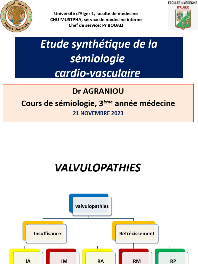 Etude Synthetique CV DR Agraniou | PDF | Insuffisance cardiaque | Aorte
