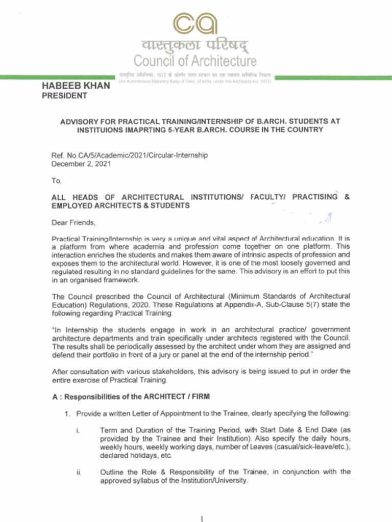 Advisory For Practical Training | PDF