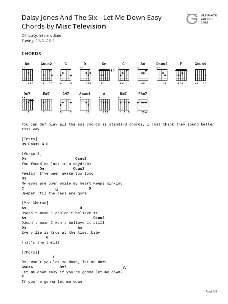 Daisy Jones and The Six - Let Me Down Easy | PDF | Song Structure ...