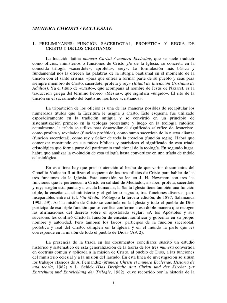 Tria Munera Origen y Evolución | PDF | Sacerdote | Iglesia Católica