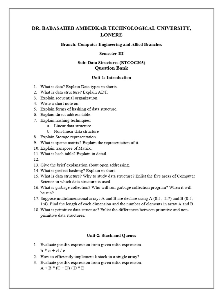 Qb Data Structures Pdf Theoretical Computer Science Information Retrieval