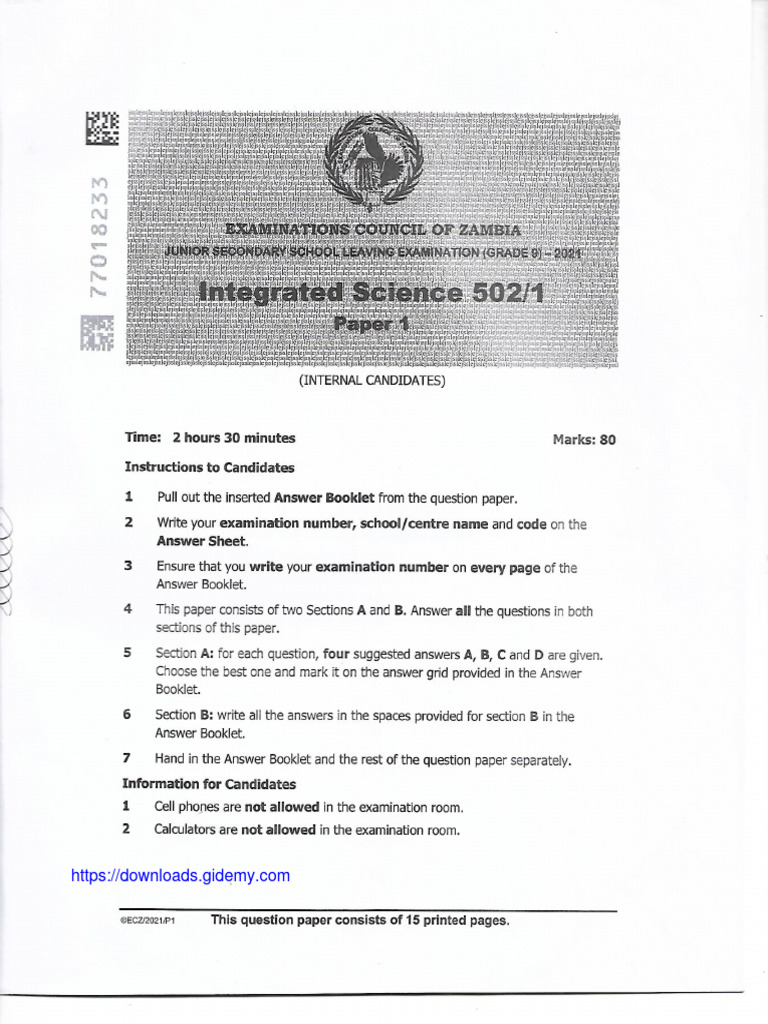 2021 Grade 9 Integrated Science Paper 1 | PDF | Computers